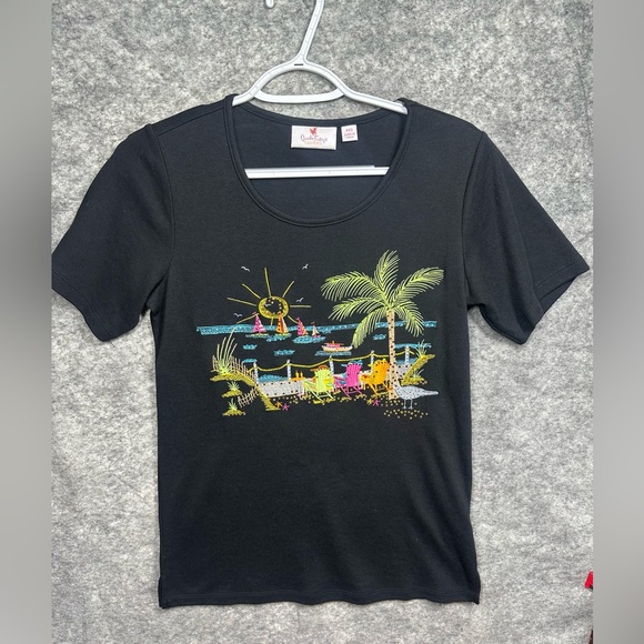 Quacker Factory | Tops | Quacker Factory Womens Shirt Xxs Black Summer ...